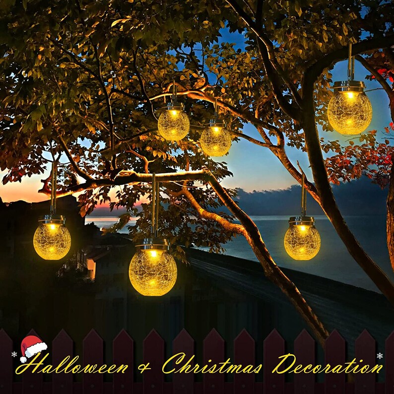 Crackle Glass Ball 2 Pack Solar Lantern Lights Solar - Etsy