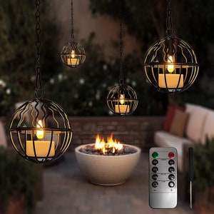 Remote Control Hanging Candles 4pack Solar Lantern Lights, Solar Garden ...