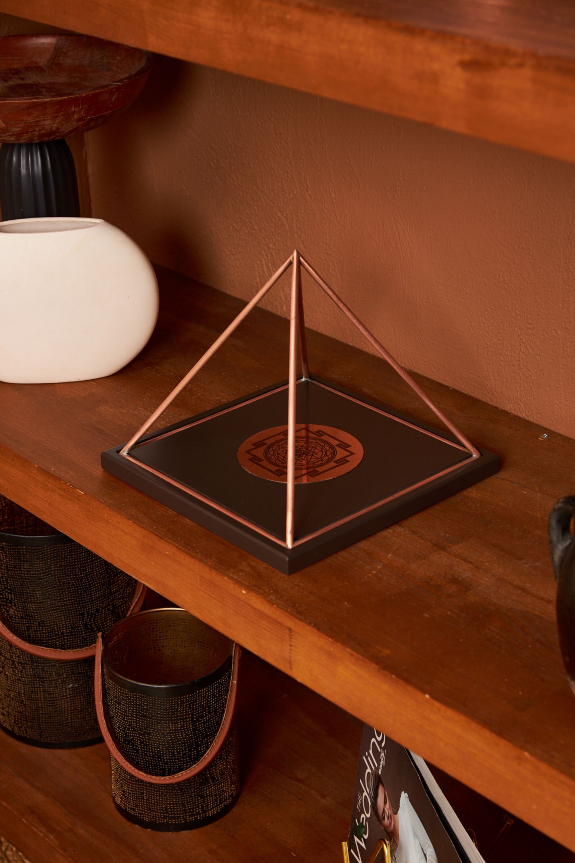 Copper Energy Pyramid for Meditation Healing Wood Copper Giza Pyramid ...