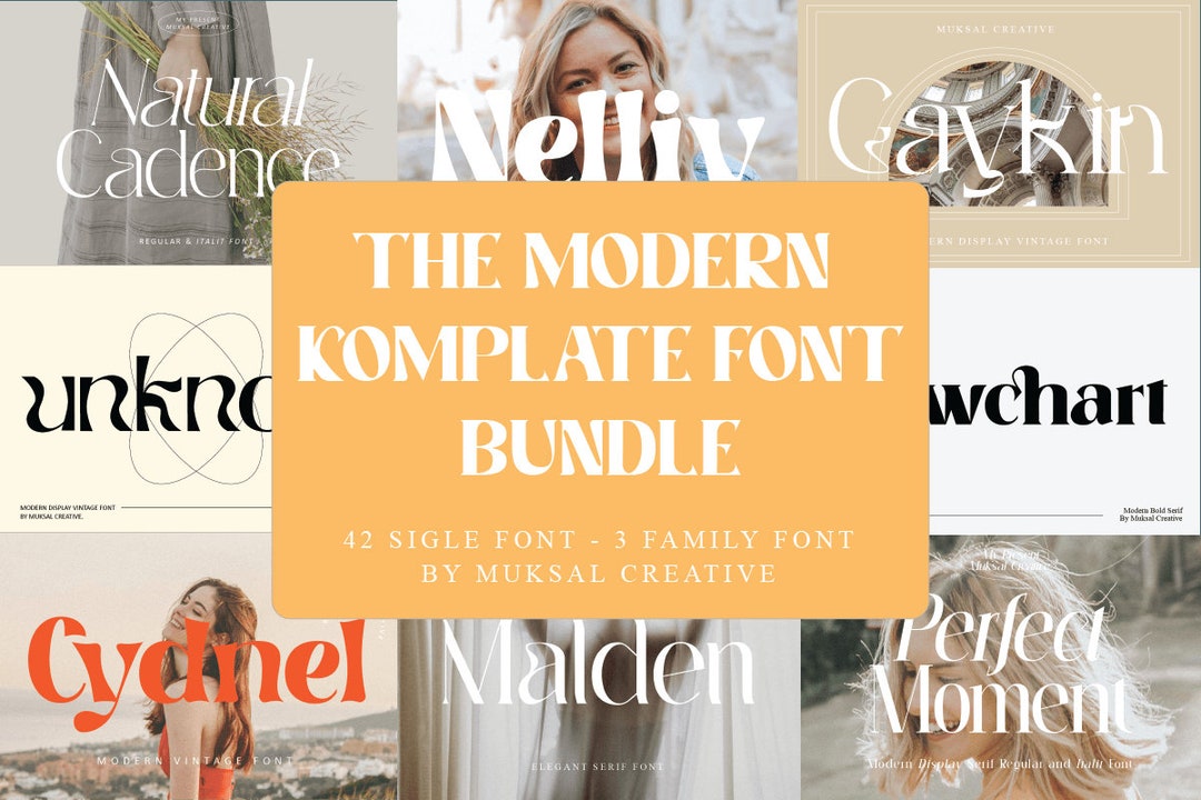 The Modern Komplate Font Bundle, Modern Font, San Serif Font, Signature ...
