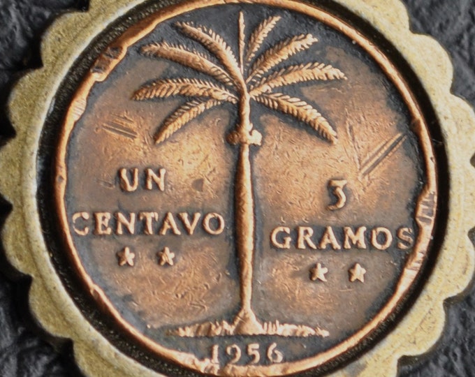 Dominican Republic Palm Tree Coin Pendant Necklace - Etsy