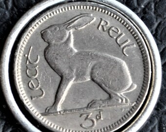 Irish Lucky Rabbit Coin Pendant Necklace Repurposed Vintage Eire ...