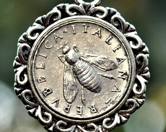 Italian Coin Bee Necklace - Etsy