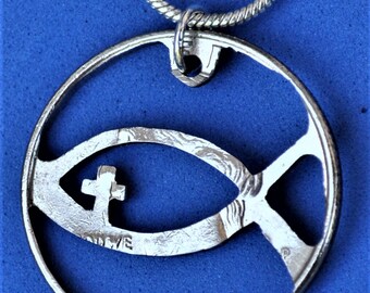 Cross With Fish Pendant - Etsy