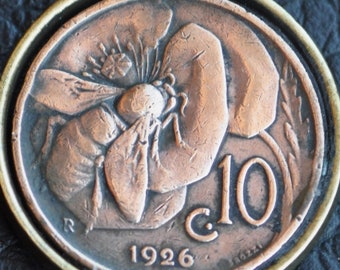 Bee Necklace. Italy Necklace. Antique BEE on FLOWER Coin Necklace ...