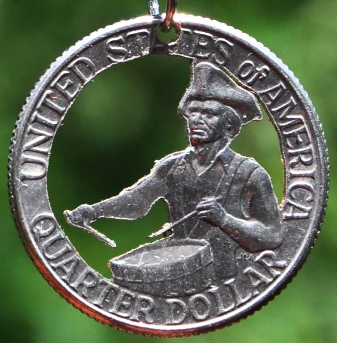 USA Colonial Patriot Drummer Cut Coin Pendant Necklace - Etsy