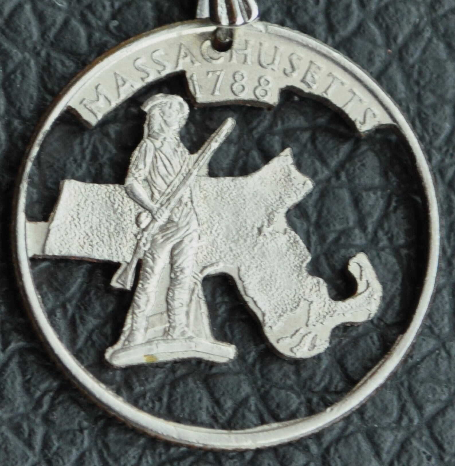 Massachusetts Cut Coin Pendant Necklace - Etsy