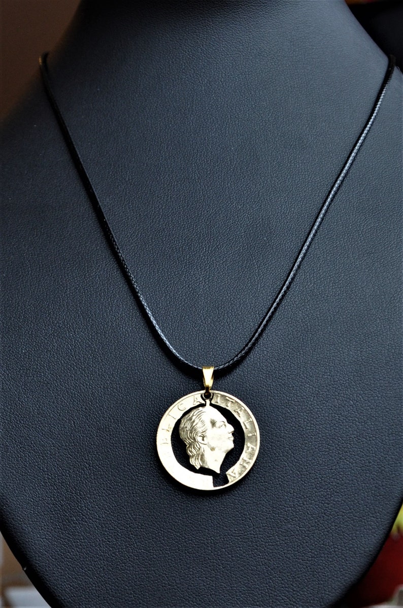 Italy Woman Cut Coin Pendant Necklace - Etsy