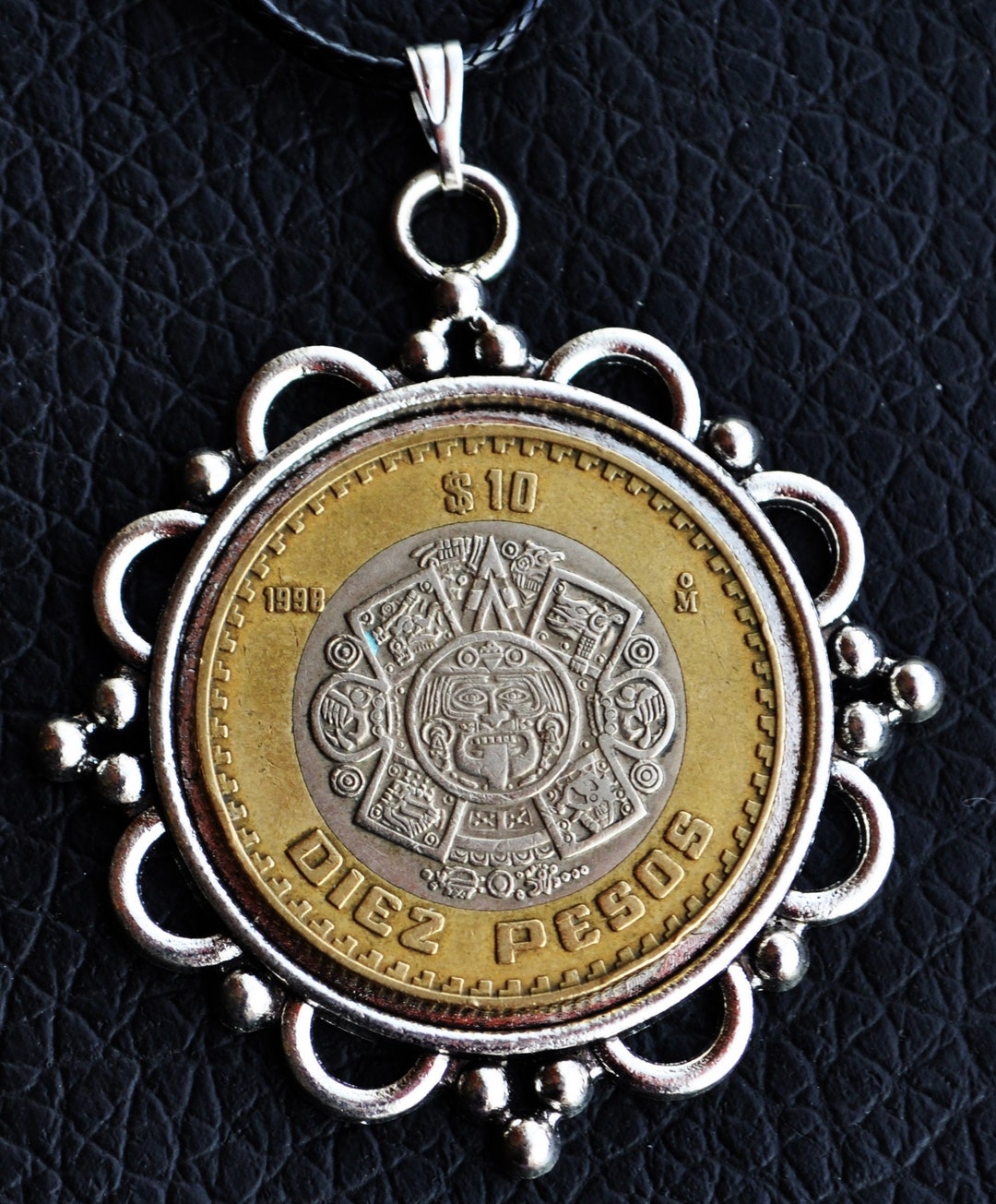 Mexico Bimetallic Aztec Sun Stone Coin Pendant Necklace - Etsy