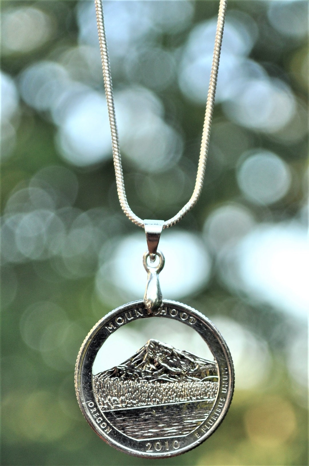 Mount Hood Oregon Cut Coin Pendant Necklace - Etsy