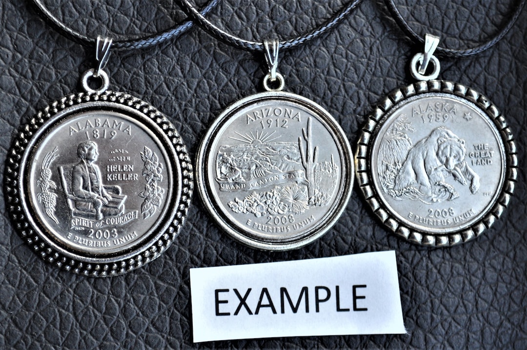 Your State Commemorative Quarter Necklace Pendant (your Choice) - Etsy