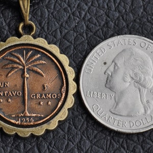 Dominican Republic Palm Tree Coin Pendant Necklace - Etsy