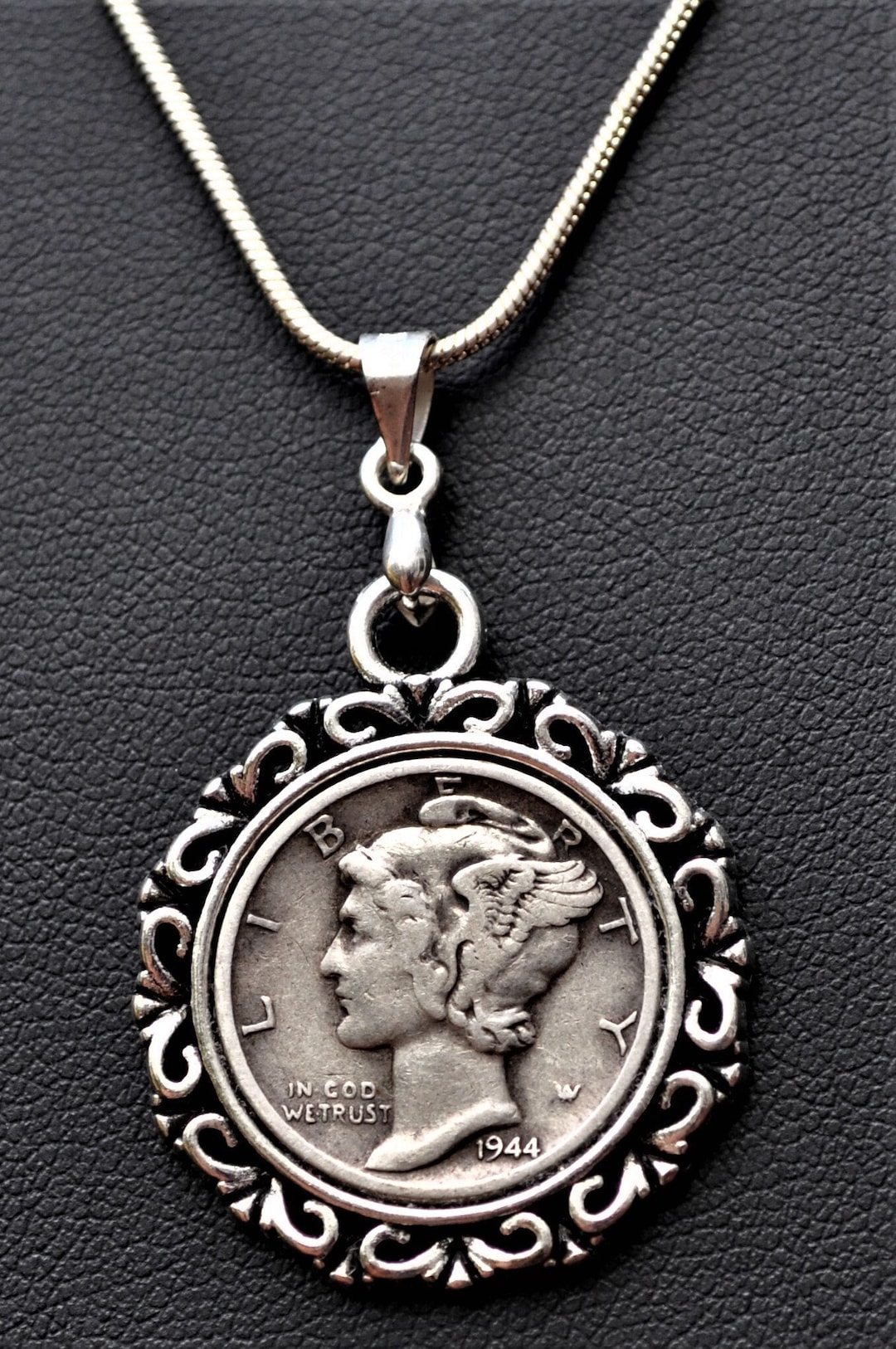 1944 Silver Vintage Mercury Head Dime Coin Pendant Necklace - Etsy