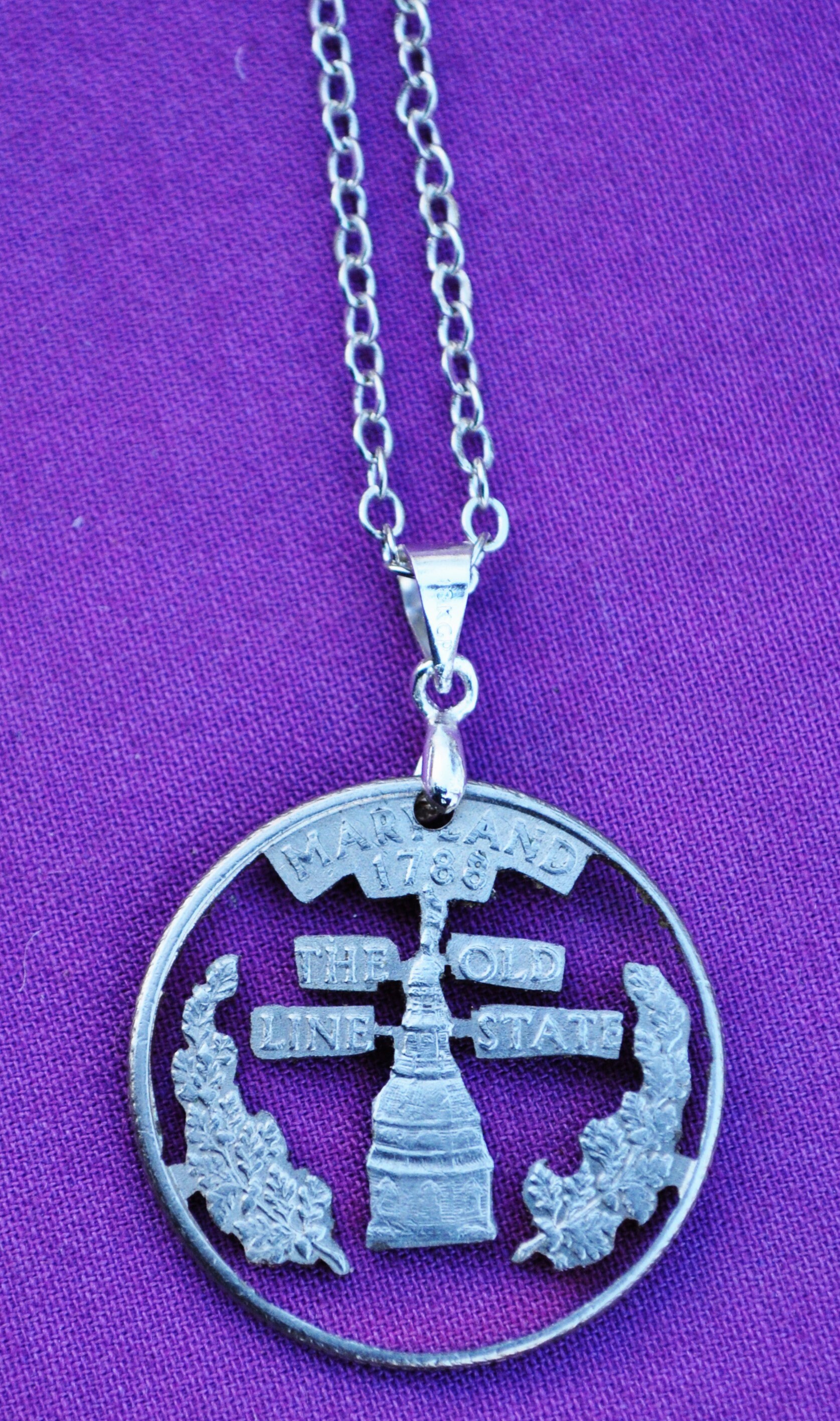 Maryland Cut Coin Pendant Necklace - Etsy