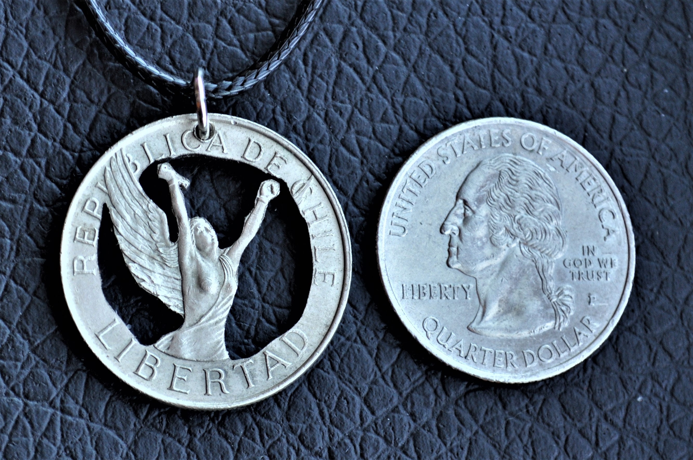 Chile "chilena" Freedom Cut Coin Pendant Necklace - Etsy