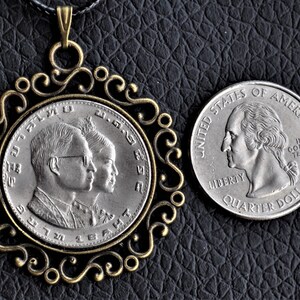 Thailand King and Queen Busts Coin Pendant Necklace - Etsy