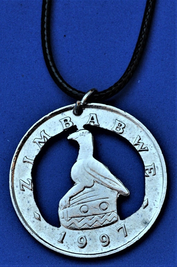 1997 Zimbabwe Cut Coin Pendant Necklace - Etsy