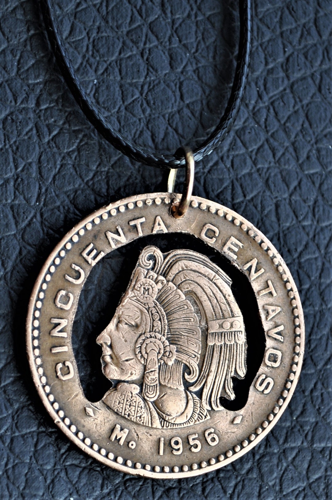 Large Mexico Cuauhtemoc Cut Coin Pendant Necklace - Etsy