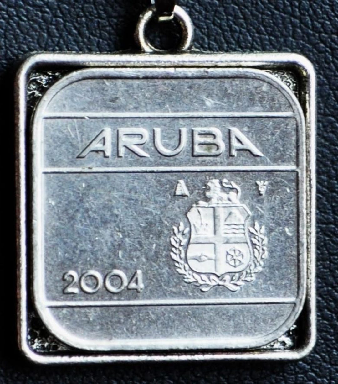 Aruba Square Coat of Arms Coin Pendant Necklace - Etsy