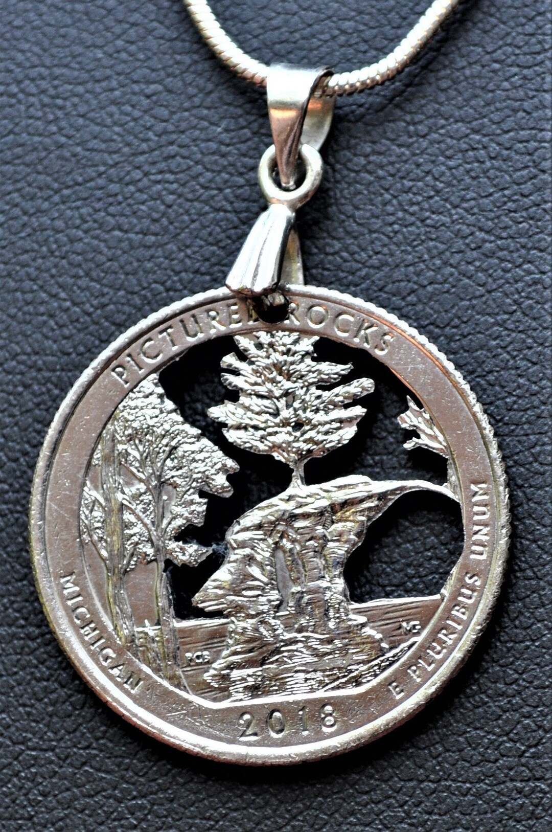 Pictured Rocks Michigan Cut Coin Pendant Necklace - Etsy
