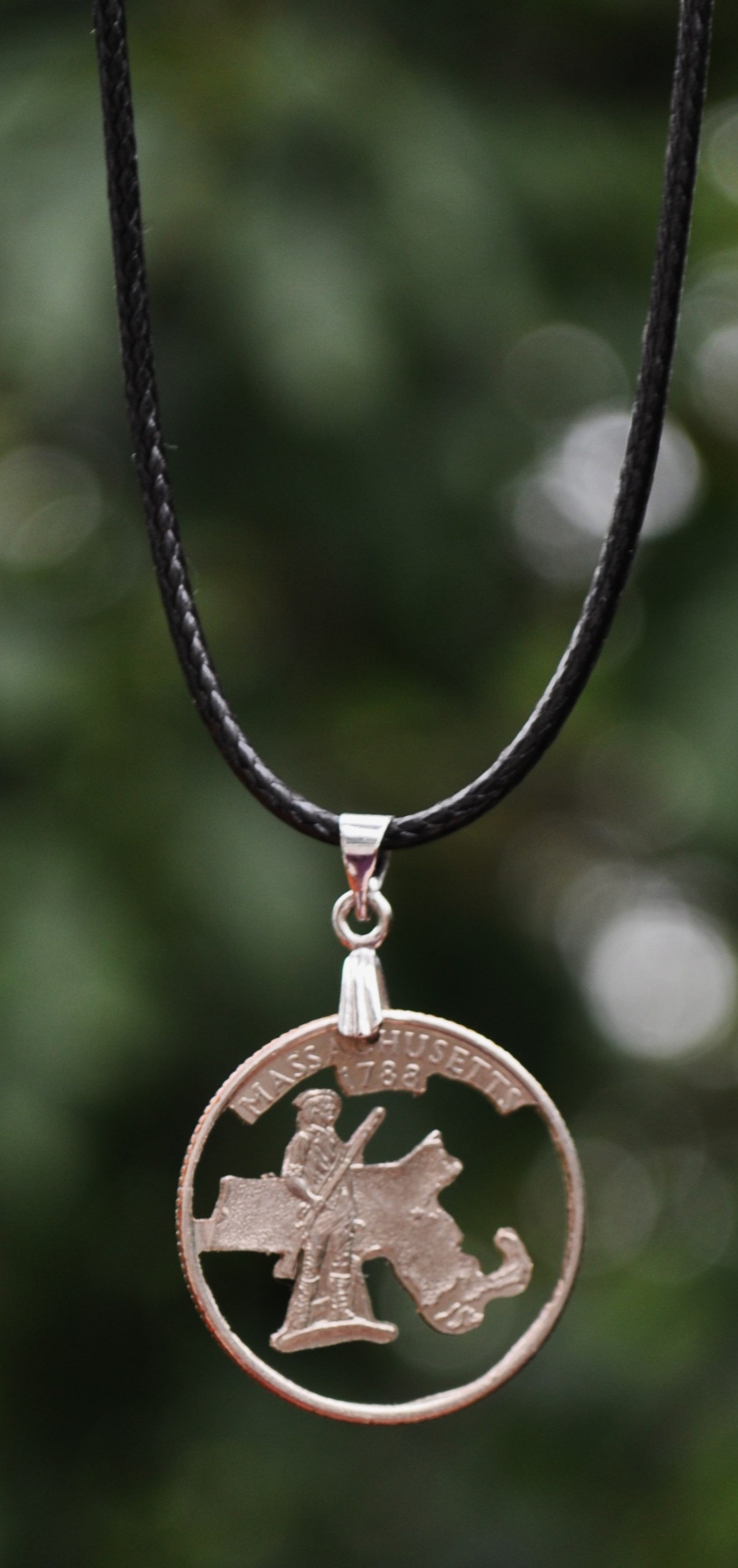 Massachusetts Cut Coin Pendant Necklace - Etsy