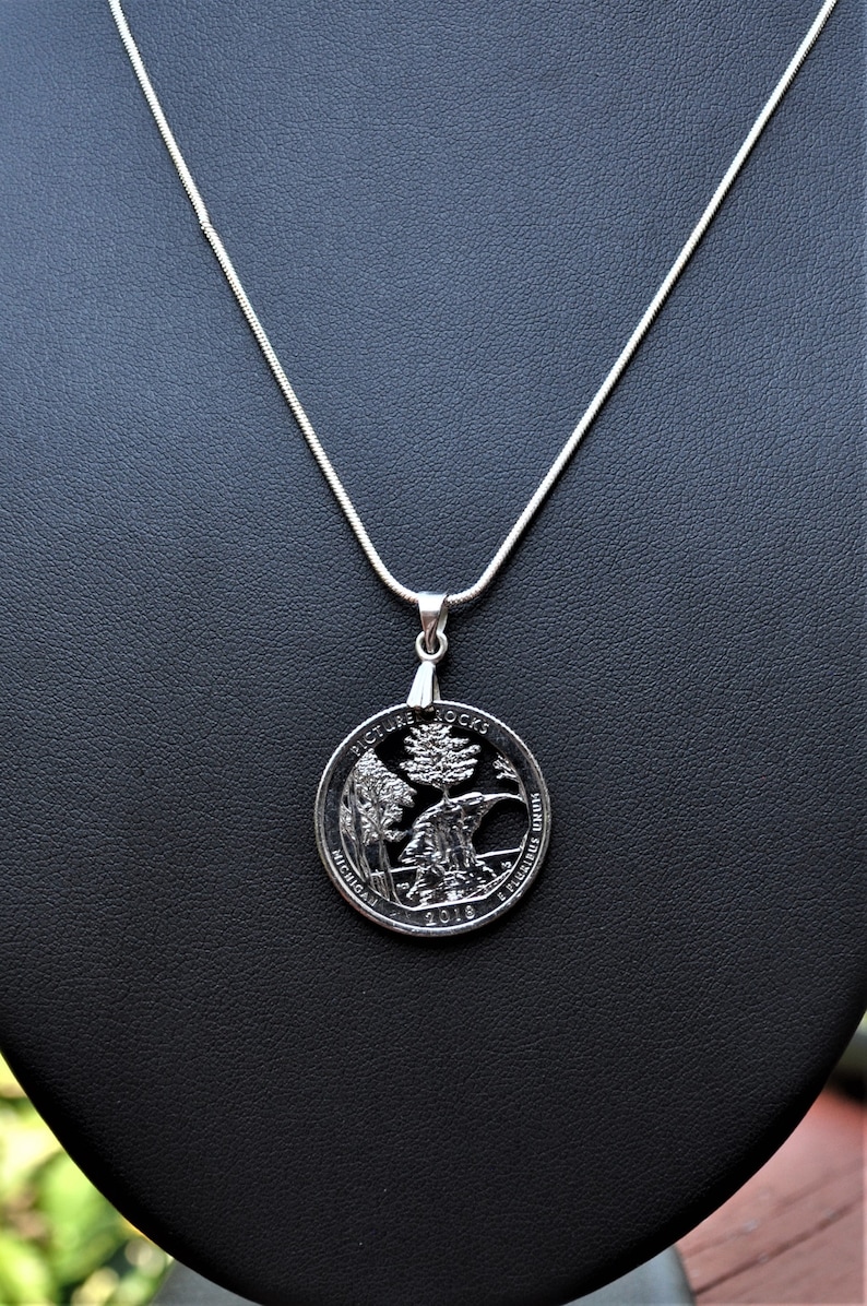 Pictured Rocks Michigan Cut Coin Pendant Necklace - Etsy