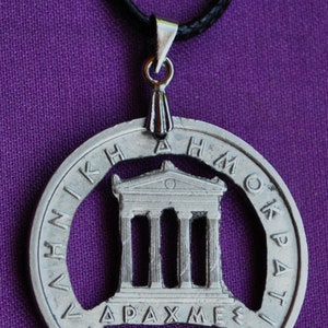 Greece Parthenon Cut Coin Pendant Necklace - Etsy