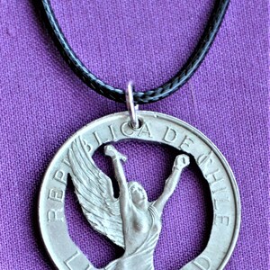 Chile "chilena" Freedom Cut Coin Pendant Necklace - Etsy