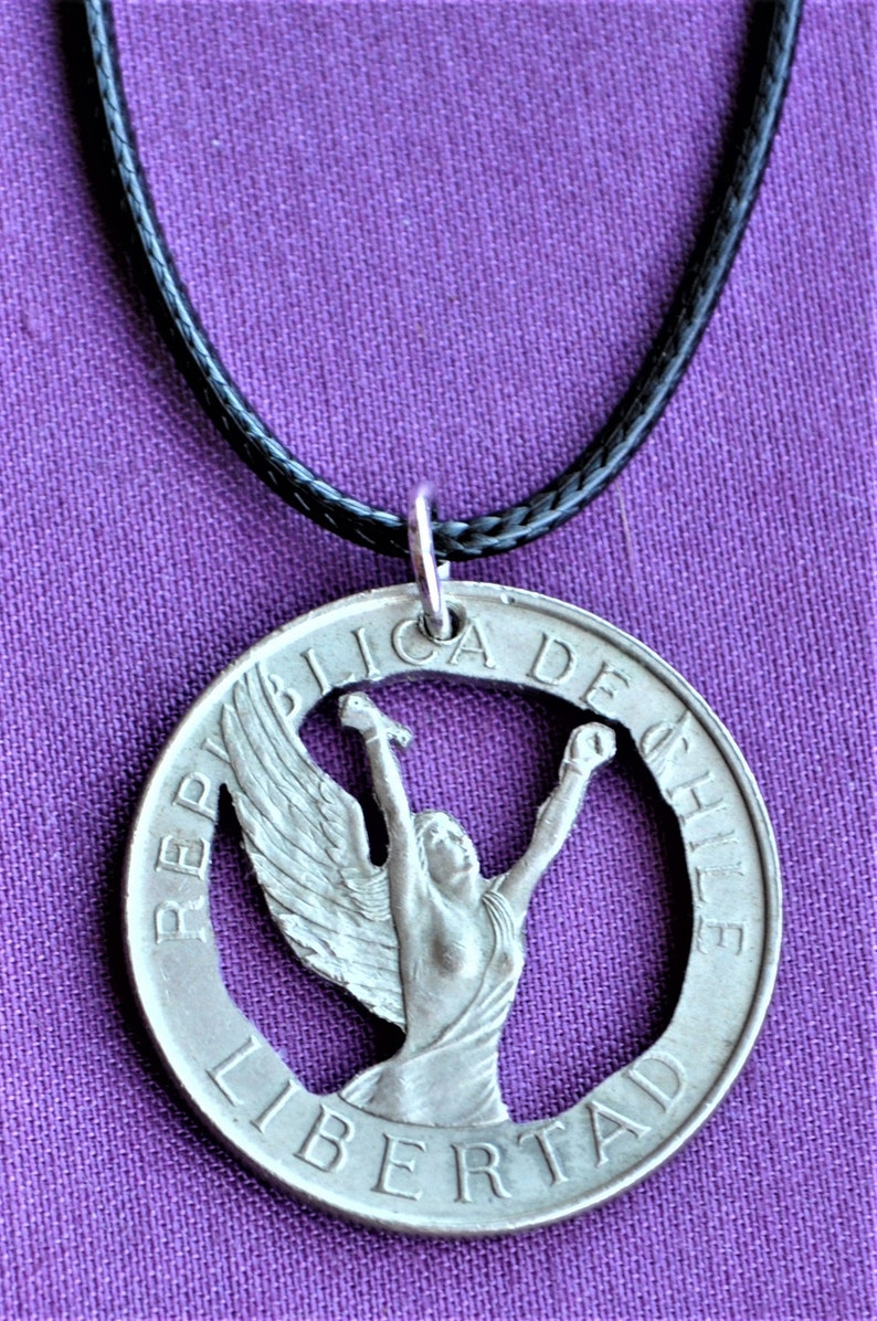 Chile "chilena" Freedom Cut Coin Pendant Necklace - Etsy
