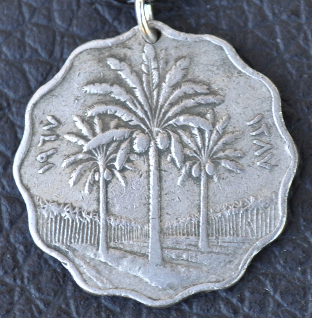 Iraq Palm Tree Coin Pendant Necklace - Etsy