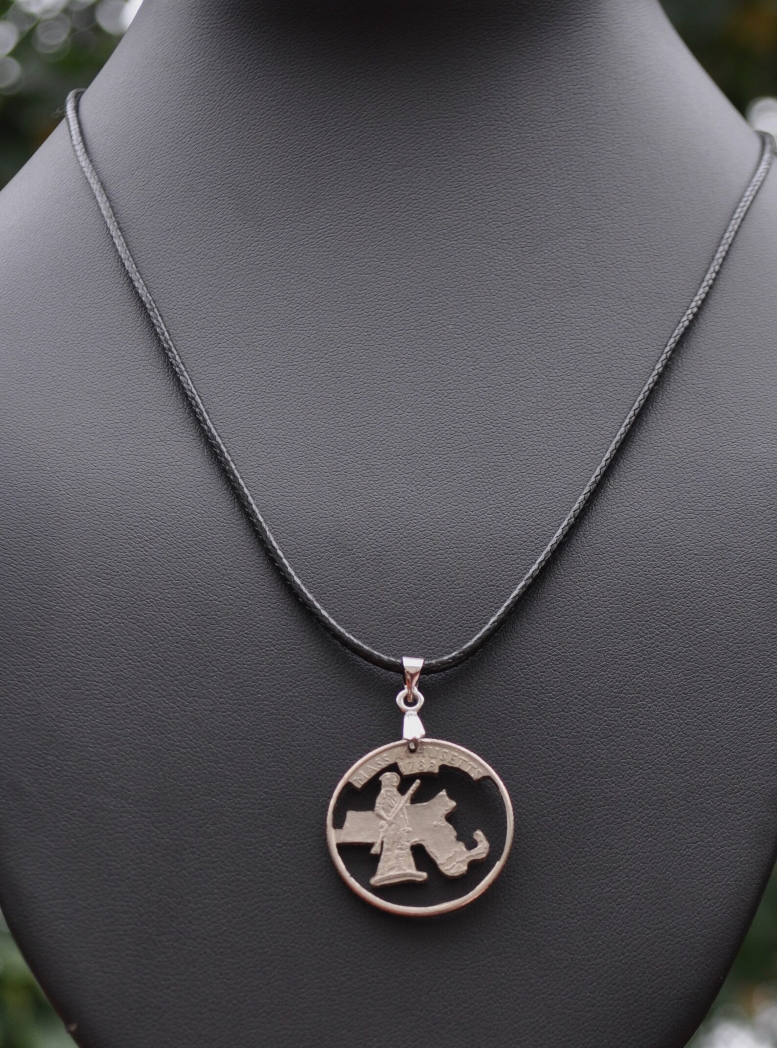Massachusetts Cut Coin Pendant Necklace - Etsy