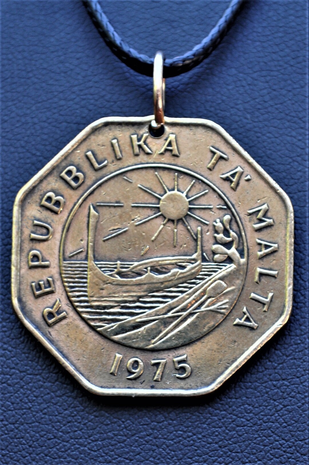 1975 Malta Sunrise With Boat Coin Pendant Necklace - Etsy