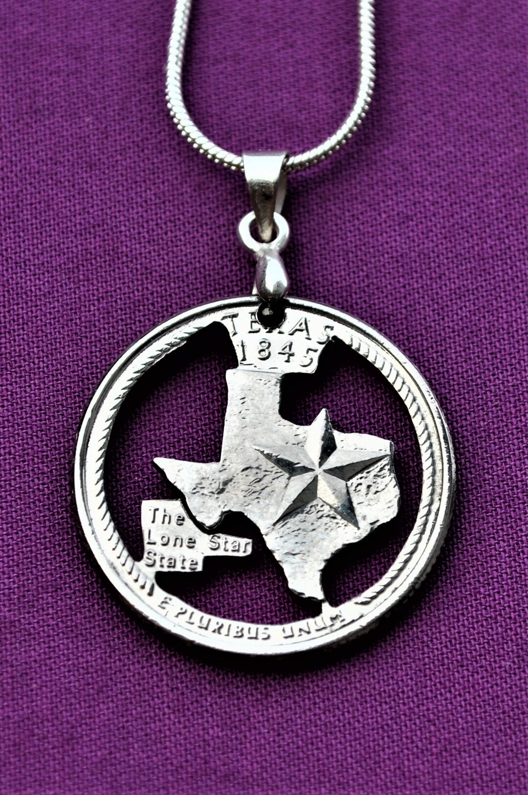 Texas Cut Coin Pendant Necklace - Etsy