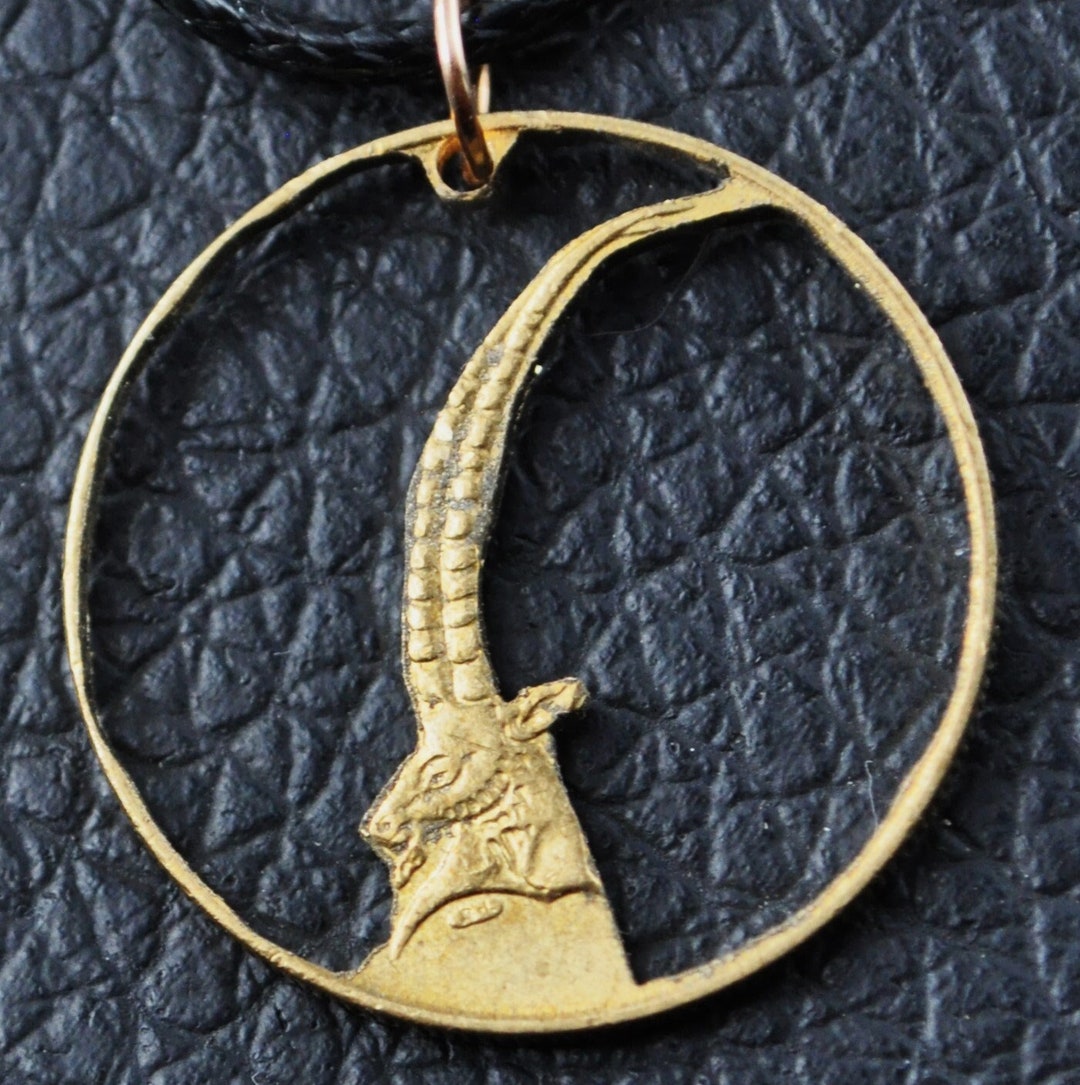 Slovenia Alpine Ibex Cut Coin Pendant Necklace - Etsy