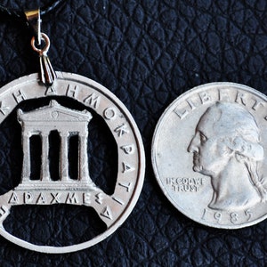 Greece Parthenon Cut Coin Pendant Necklace - Etsy