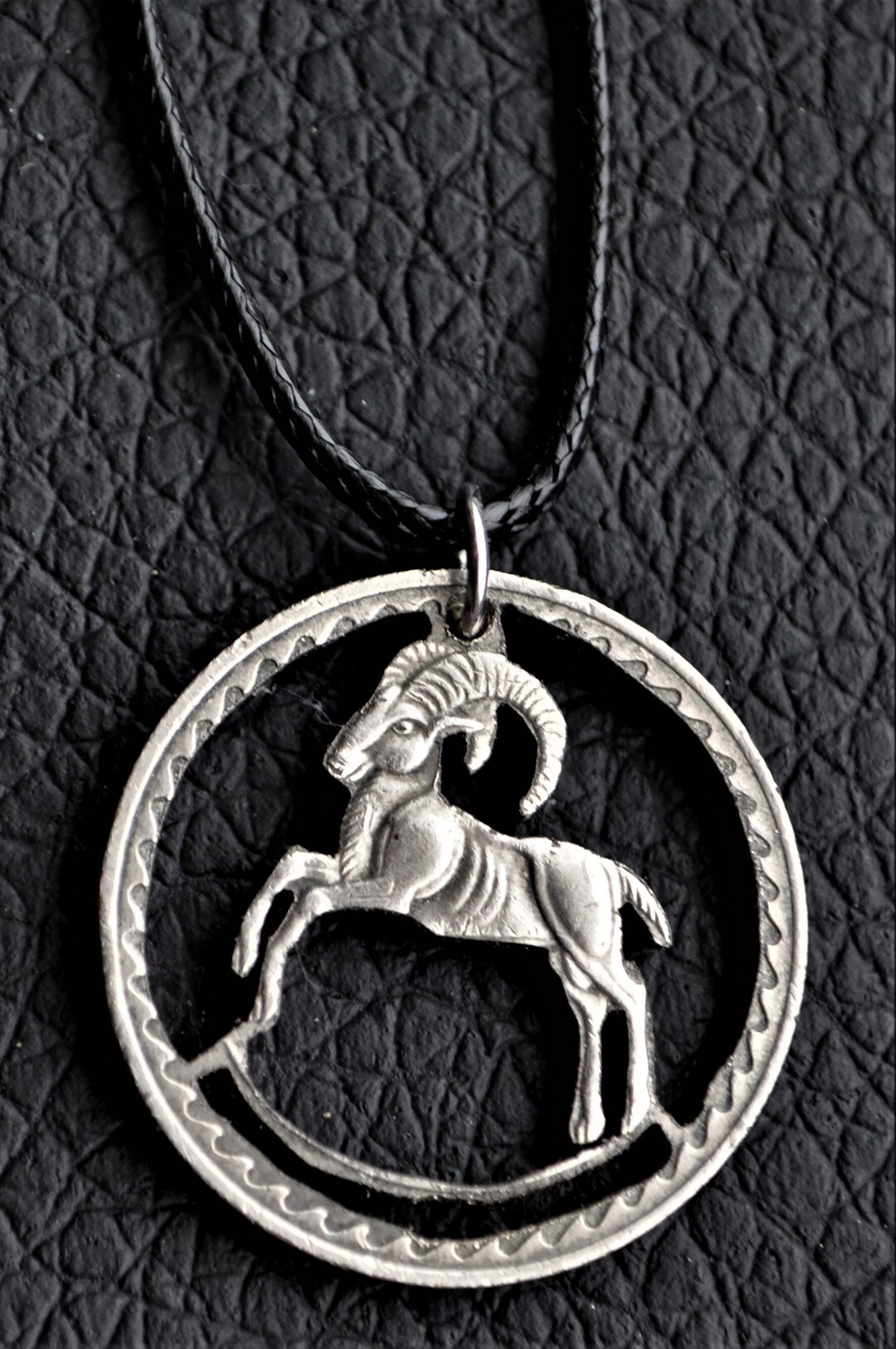 Ram Jumping Cut Coin Pendant Necklace - Etsy