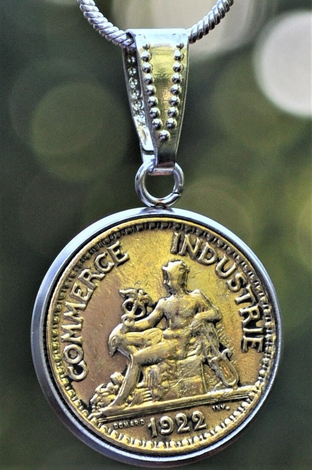 1920's France Mercury (god of Commerce) Coin Pendant Necklace - Etsy