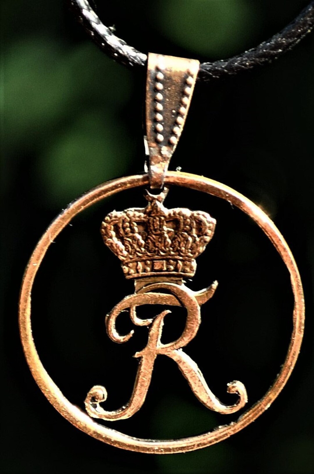 Denmark Crowned Monogram Cut Coin Pendant Necklace - Etsy