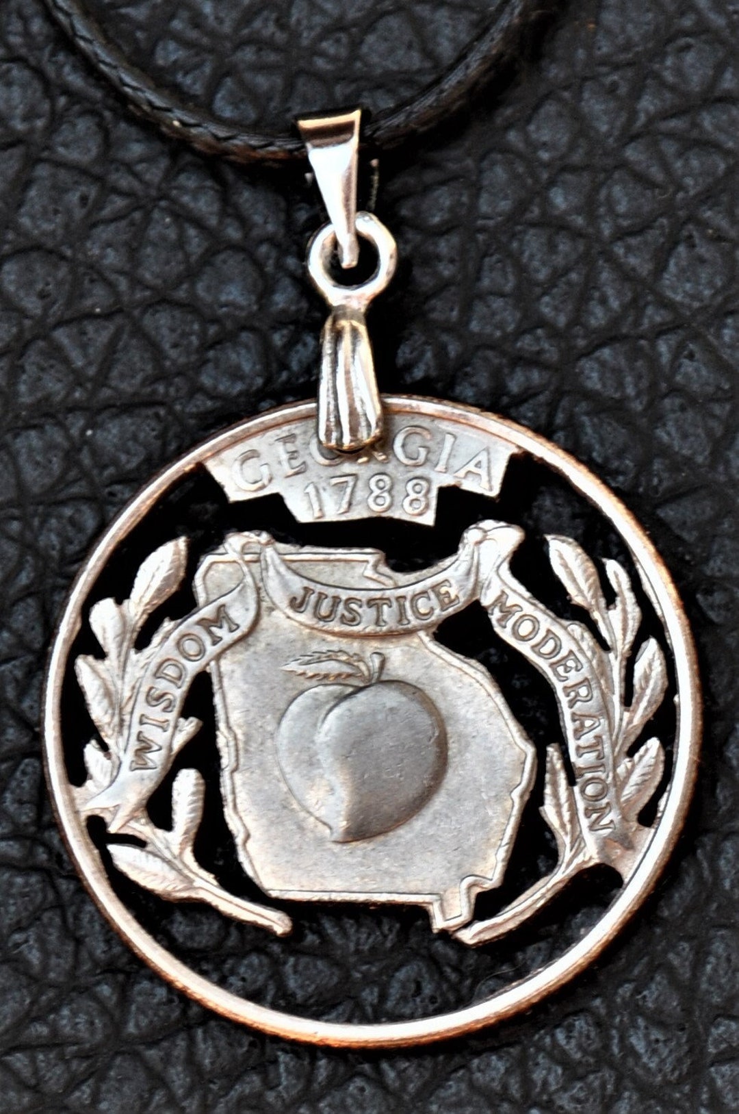 Georgia Peach Cut Coin Pendant Necklace - Etsy