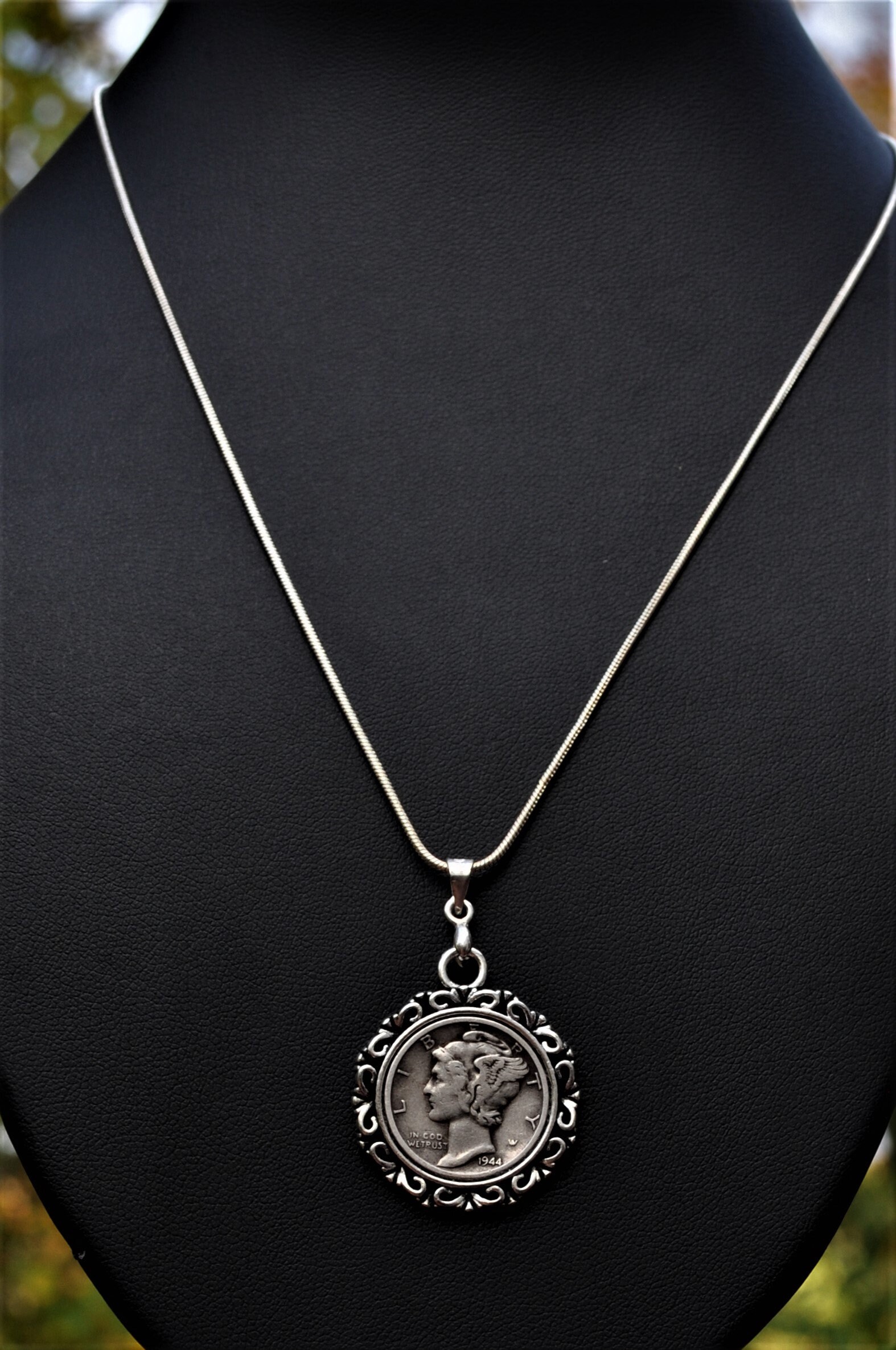 1944 Silver Vintage Mercury Head Dime Coin Pendant Necklace - Etsy