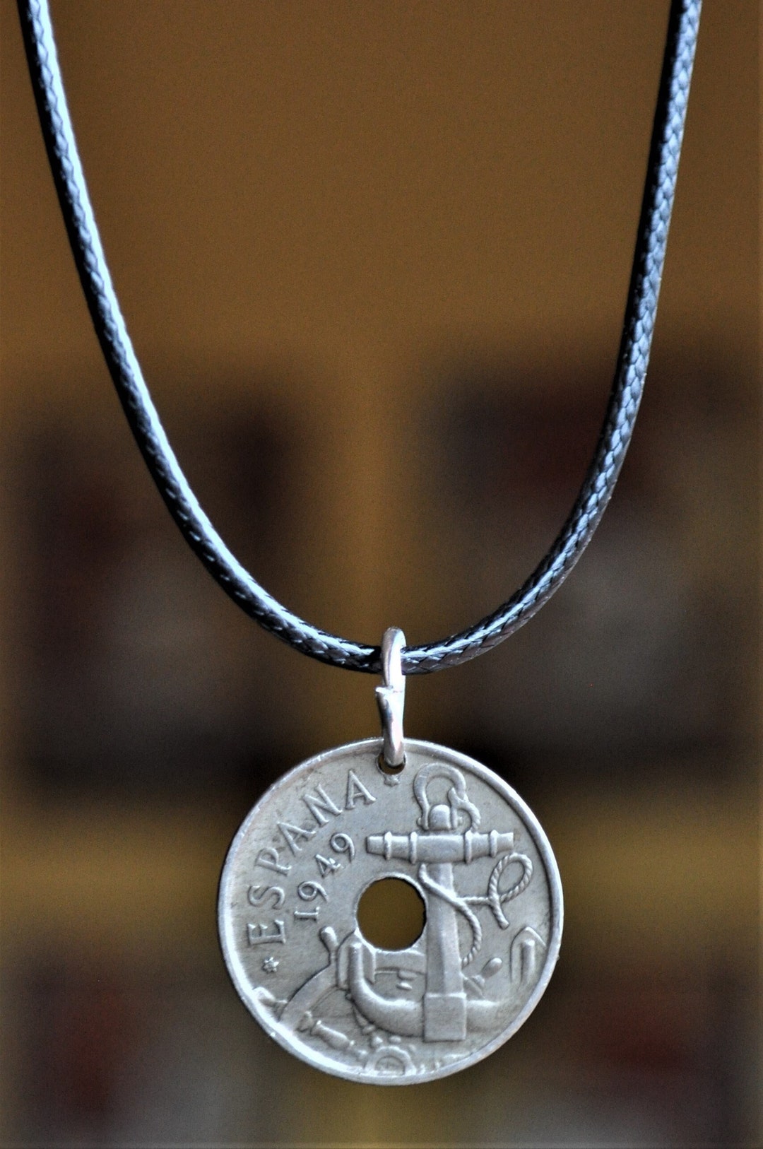 Spain Anchor Coin Pendant Necklace - Etsy