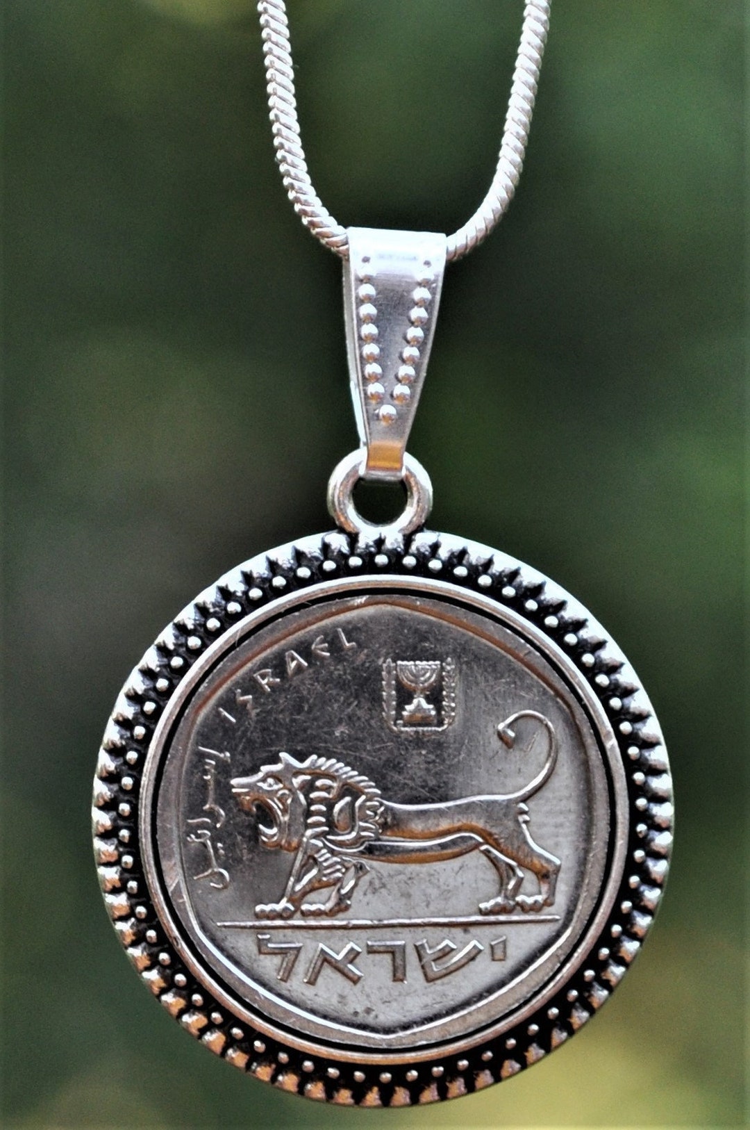 Israel Lion Coin Pendant Necklace - Etsy