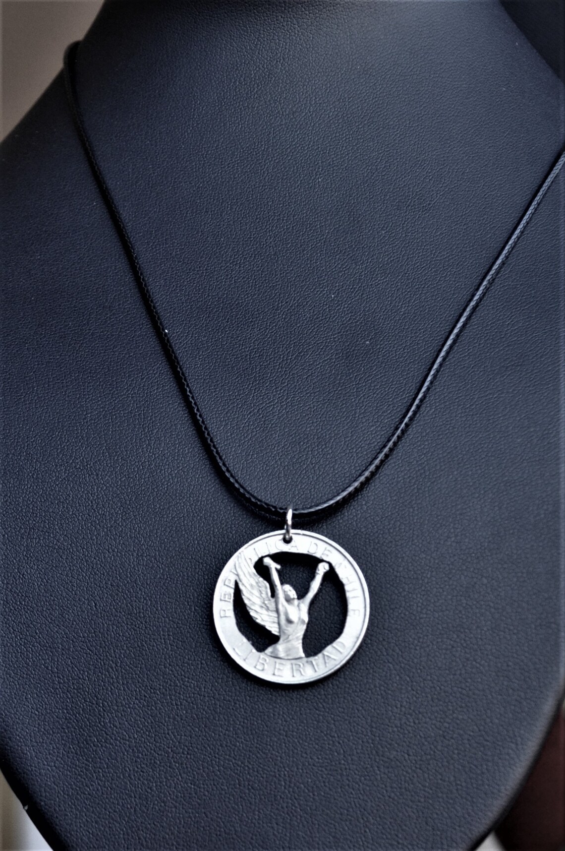 Chile "chilena" Freedom Cut Coin Pendant Necklace - Etsy