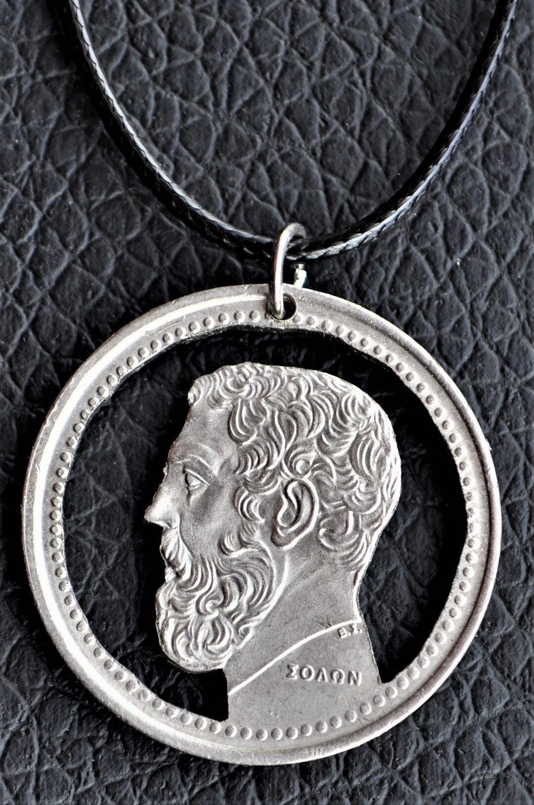 Greece Solon Cut Coin Pendant Necklace - Etsy