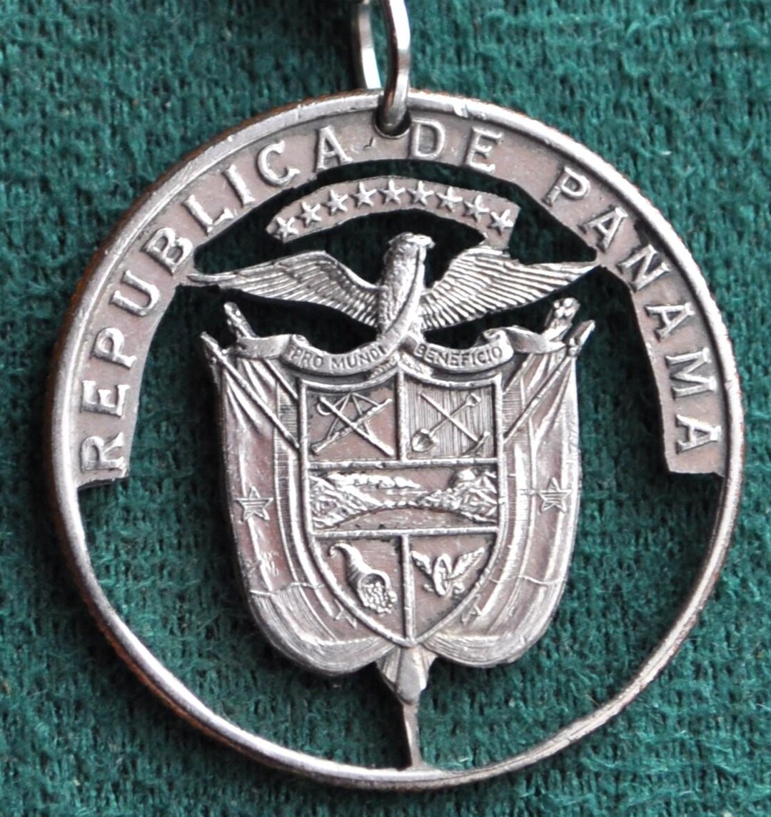 Panama Coat of Arms Cut Coin Pendant Necklace - Etsy