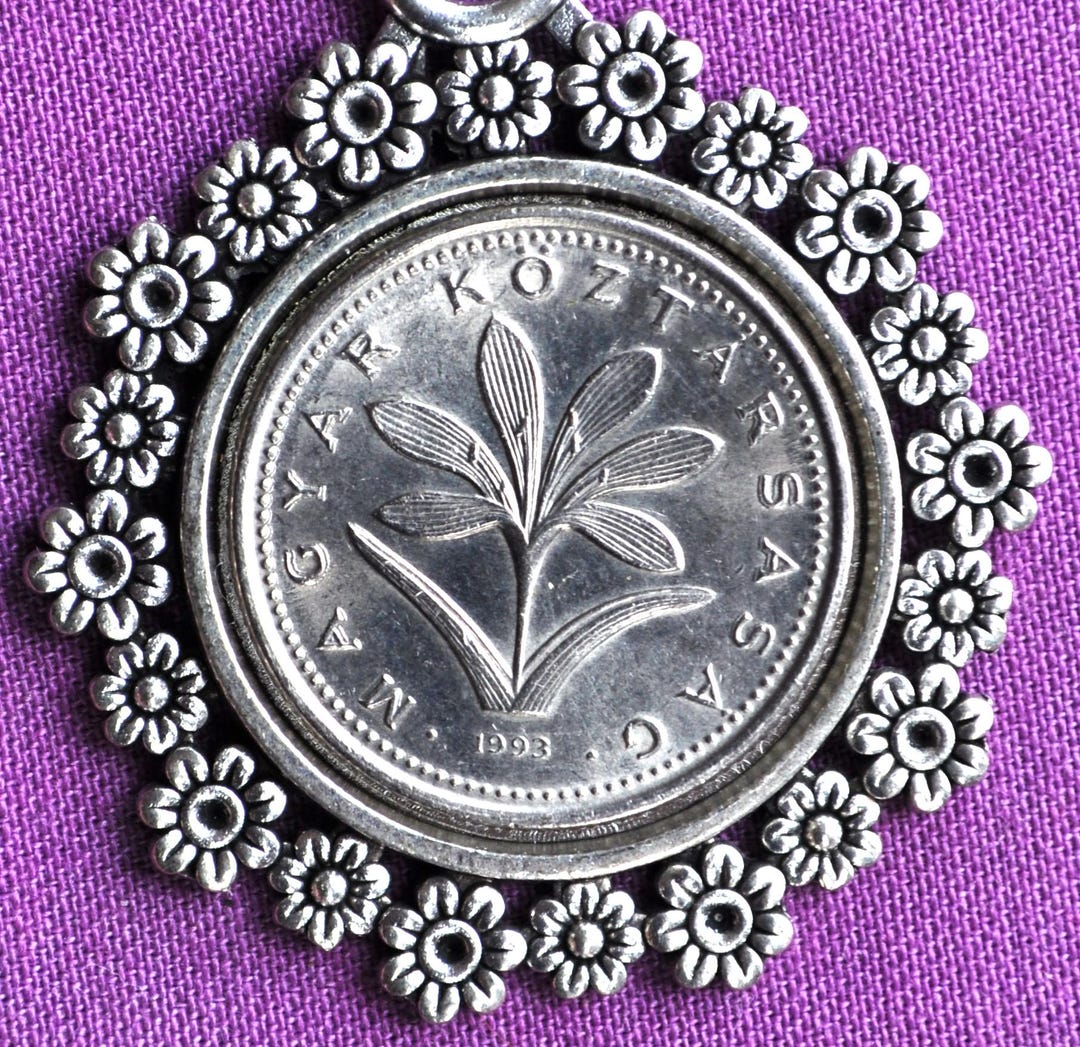 Hungary Flower Coin Pendant Necklace - Etsy