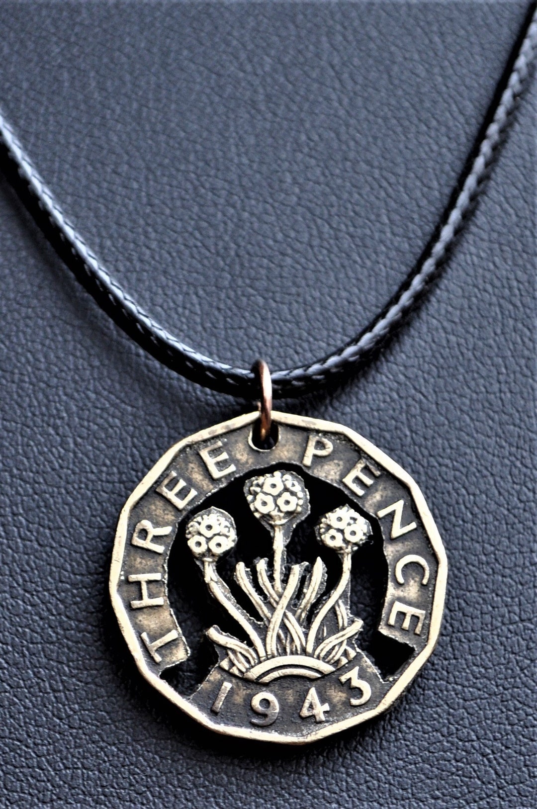 England Flower Cut Coin Pendant Necklace - Etsy