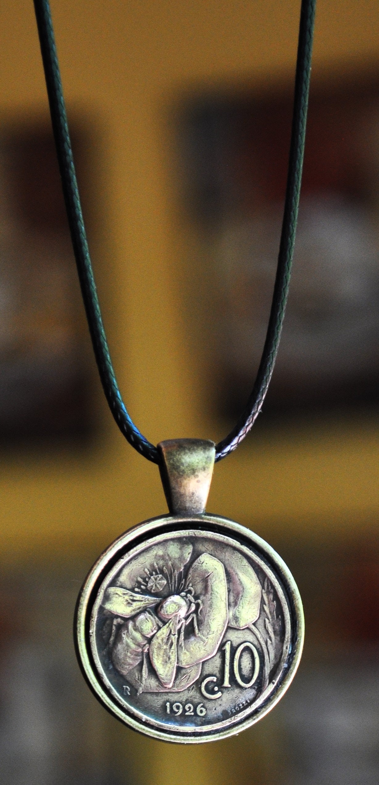 Italy Bee Coin Pendant Necklace - Etsy