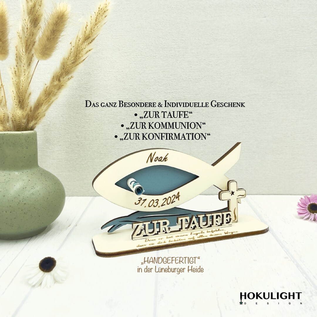 Tauf Fisch Personalisiert Mit Namen Und Datum, Zur Taufe Für Mädchen ...