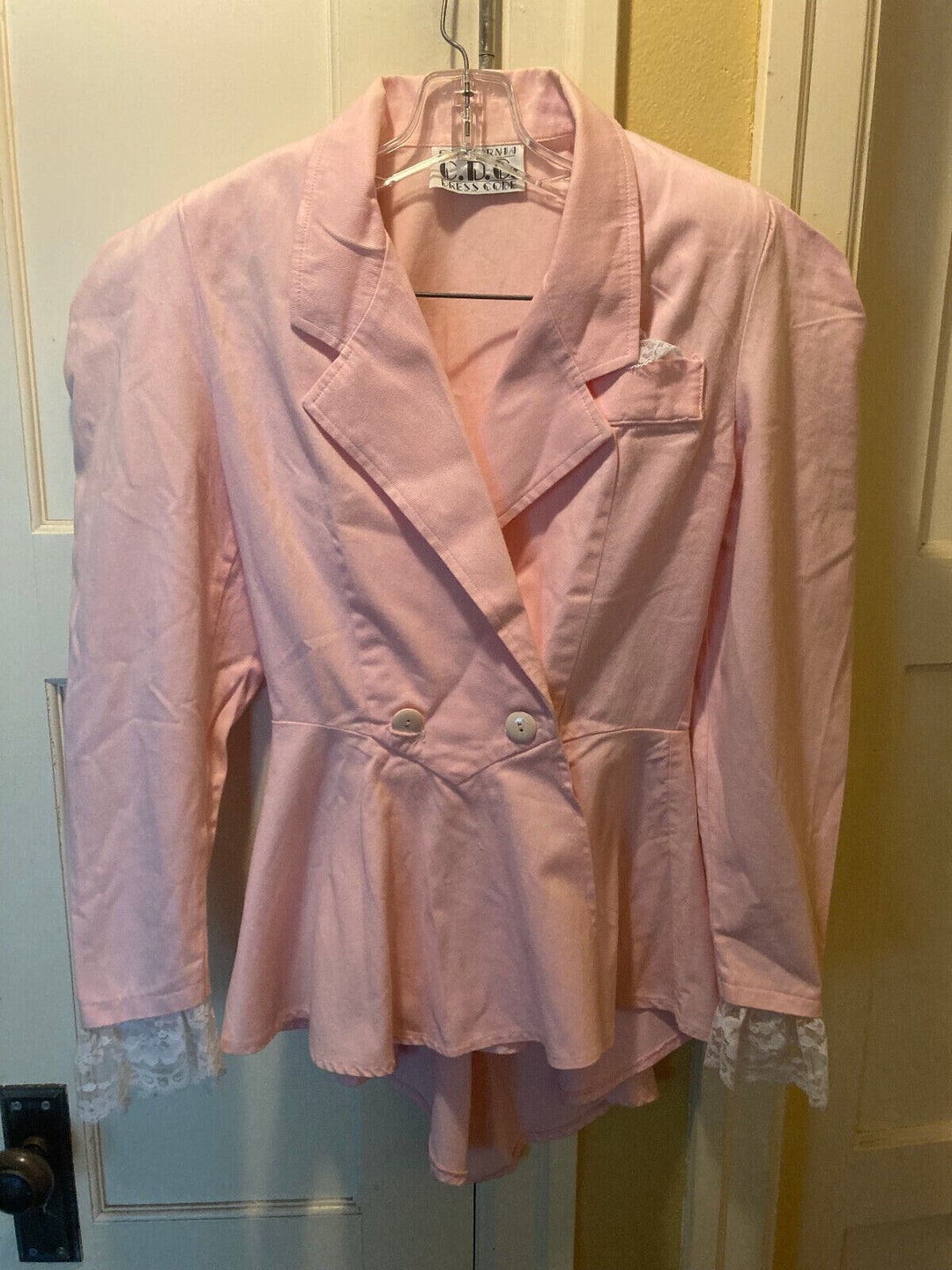 Vintage 1980s California Dress Code Pink Skirt Suit W Lace - Etsy